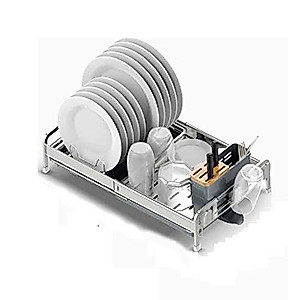 SDGH Dish Rack Space Aluminum Kitchen Dish Rack Drain Rack Tableware Dish Rack Drain Dish Rack Release Tray Storage Box Rack