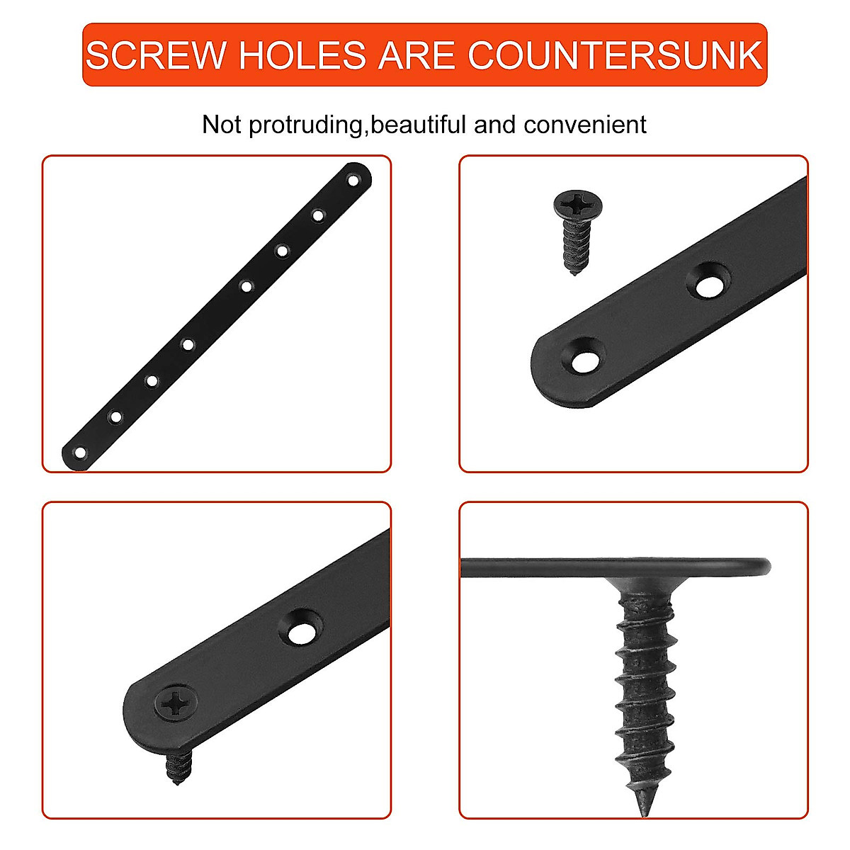 20Pcs 10Inch Mending Plates, Heavy Duty Straight Brackets for Wood Cast Iron Flat Corner Brace , Black Mending Joining Plates Fixing Hardware Brackets Connector for Furniture Repairing Table Shelf