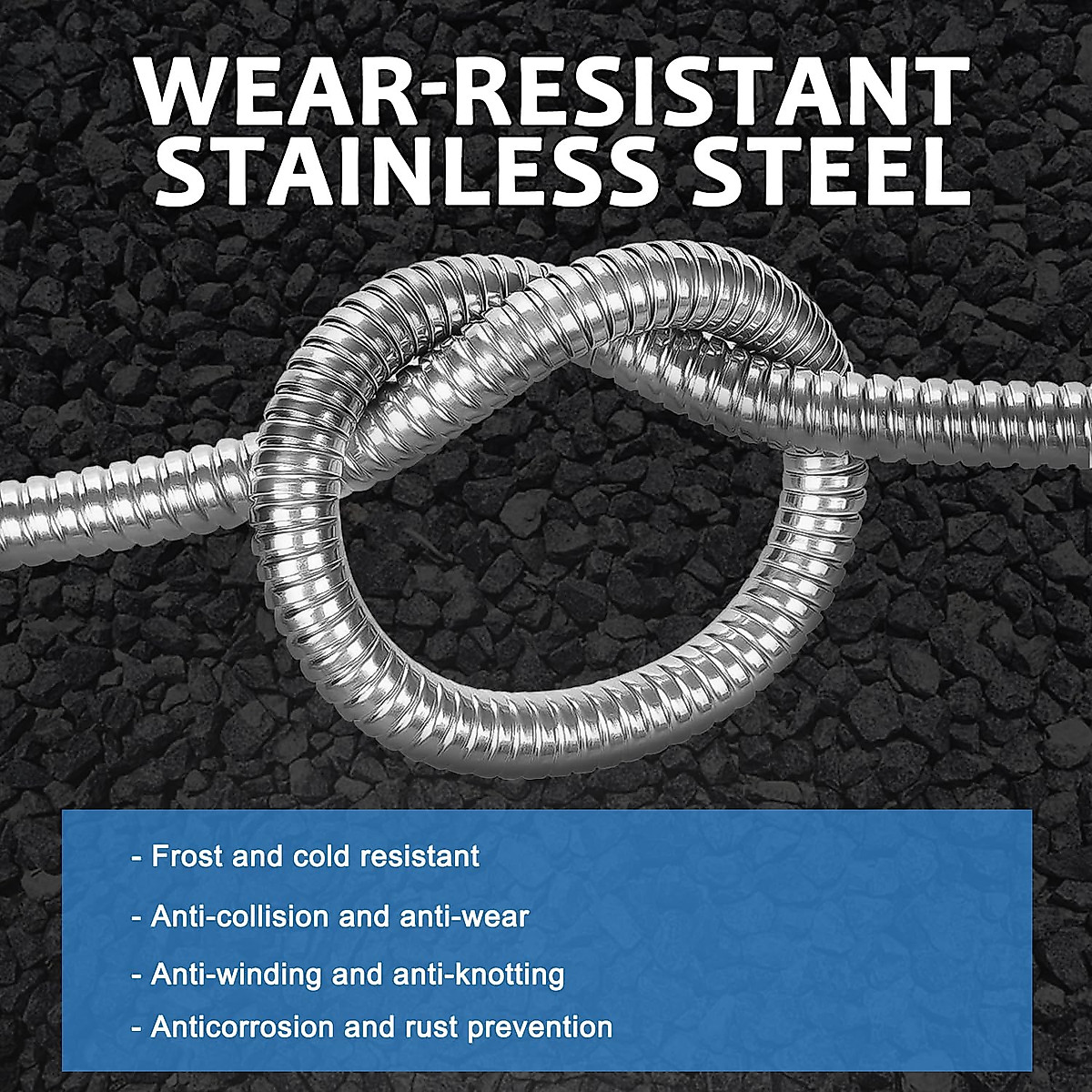 SURNEI 50ft Stainless Steel Garden Hose Metal, Heavy Duty Water Hose with 10 Function Sprayer Nozzle, Flexible Garden Hose, No-Tangle, Kink-Free, Puncture Proof Hose for Yard Lawn, Outdoors, Rv