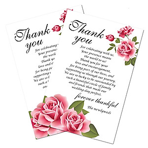 RokAPary Floral Wedding Thank You Place Cards, Place Setting Cards, For Bridal Shower, Reunion, Reception, Celebration, Rehearsals, Dinner Parties, Events 50 Cards 4"x6". Made in USA