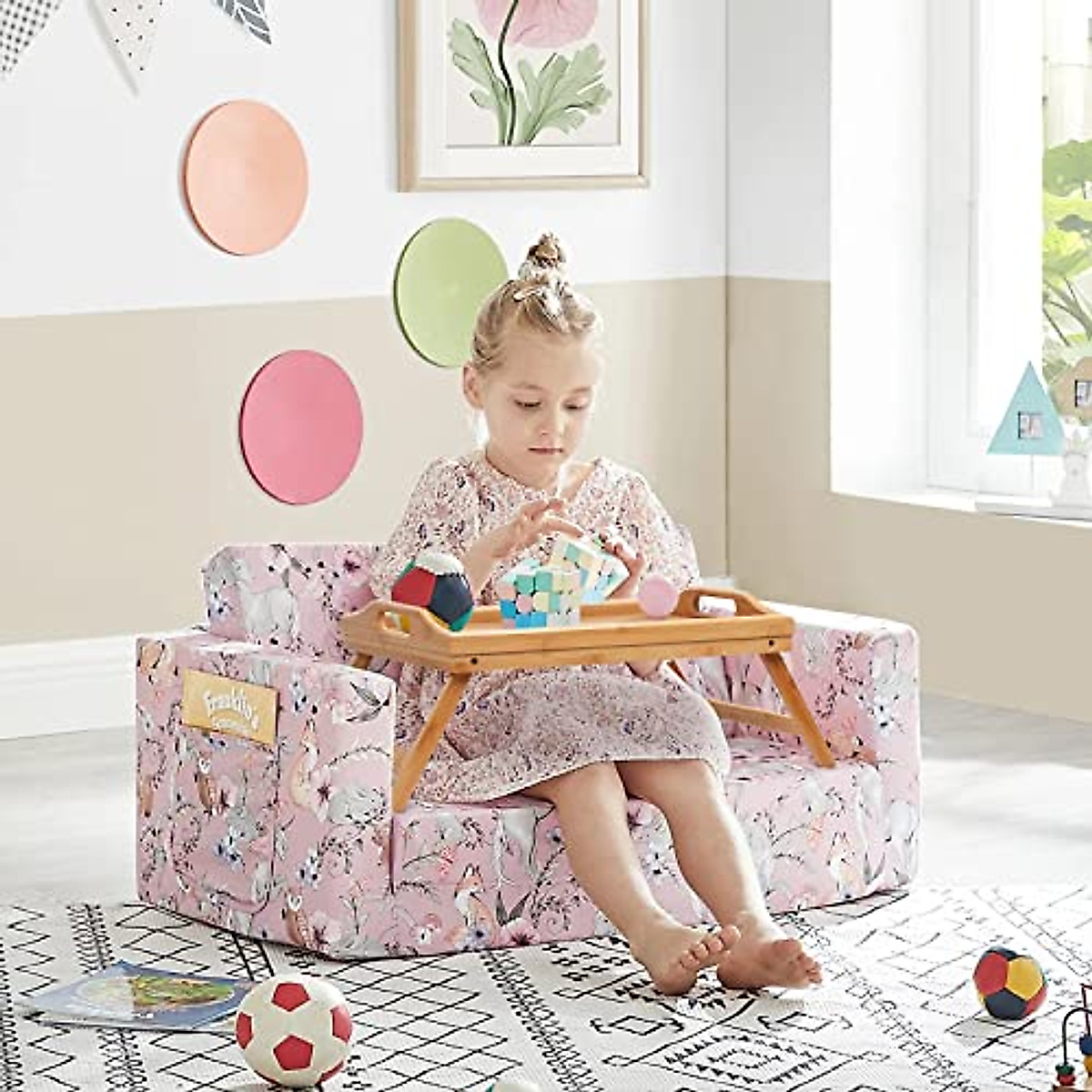 Bed Tray Table Folding Legs with Handles Breakfast Food Tray for Sofa,Bed,Eating,Drawing,Platters Serving Lap Desk Snack Tray (Yellow Small)