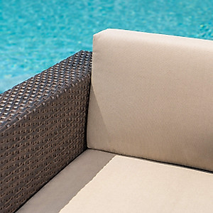 Christopher Knight Home Puerta Outdoor Wicker Swivel Club Chairs with Water Resistant Cushions, 2-Pcs Set, Dark Brown / Beige