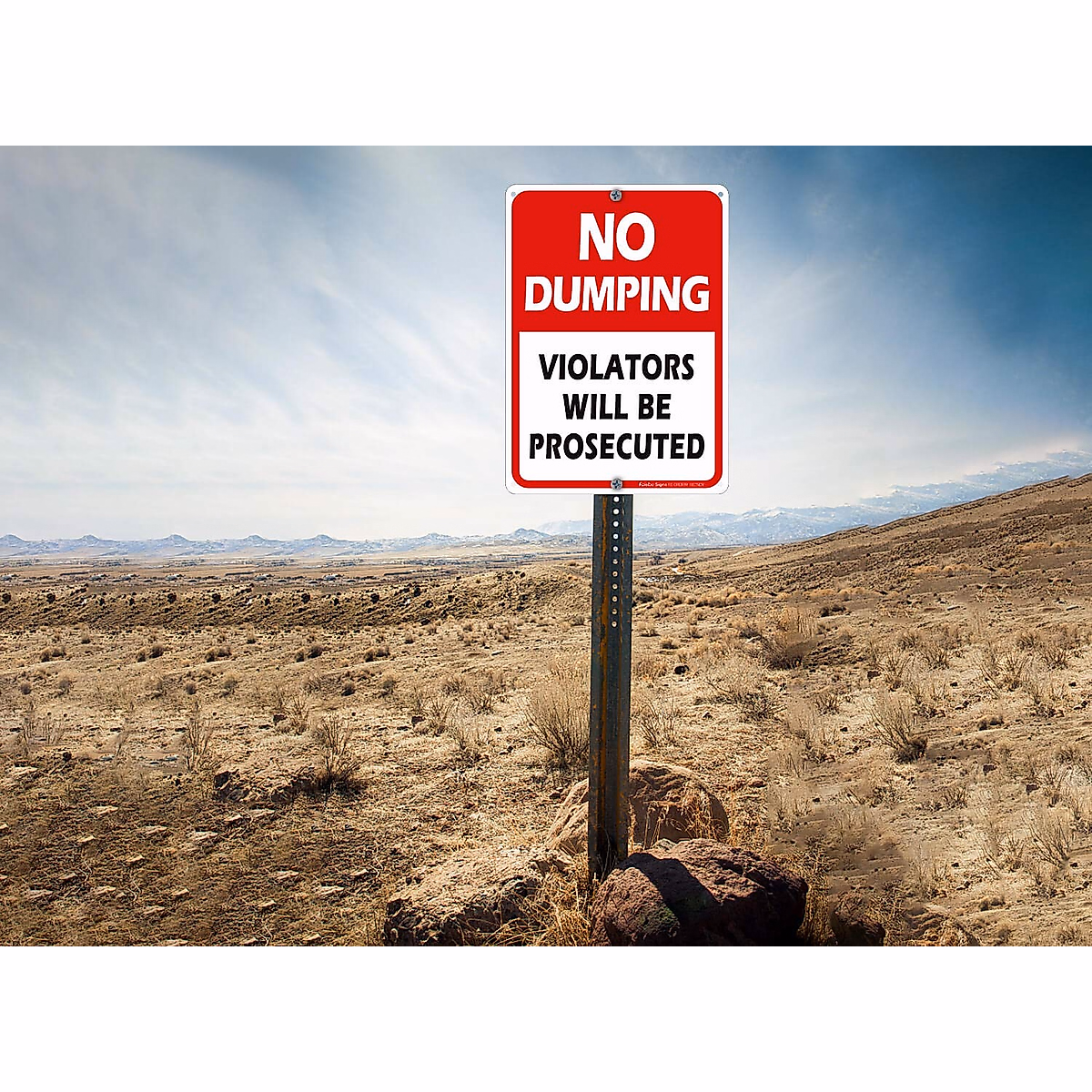 (2 Pack) No Dumping Sign, Violators Will Be Prosecuted Sign, 10" x 7" Rust Free .40 Aluminum, UV Protected, Weather Resistant, Waterproof, Durable Ink，Easy to Mount