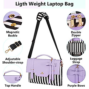 15.6 inch Laptop Tote Bag, Cute Computer Sleeve Case Briefcase with RFID Pocket for Women Teacher Nurse, Lightweight Messenger Carrying Shoulder Handbag, Sister Gift for Office Work Business, Purple