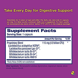 Envive Daily Probiotic Supplement for Men and Women from Bausch + Lomb, Helps Strengthen and Protect The Digestive System*, 30 Capsules