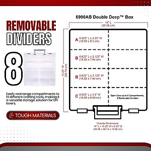 ArtBin 0365500 Super Satchel Double Deep, Portable Art & Craft Organizer with Handle, [1] Plastic Storage Case, Clear with Gold Accents, Clear & Gold