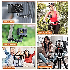 UURIG Super Clamp 360° Ballhead Magic Arm Double Ball Head Adapter Camera Clamp Mount with 1/4"-20 & 3/8"-16 Thread GoPro Clamp for Canon Nikon DSLR Camera/GoPro/Insta360/Monitor/Ronin-M/Freefly MOVI