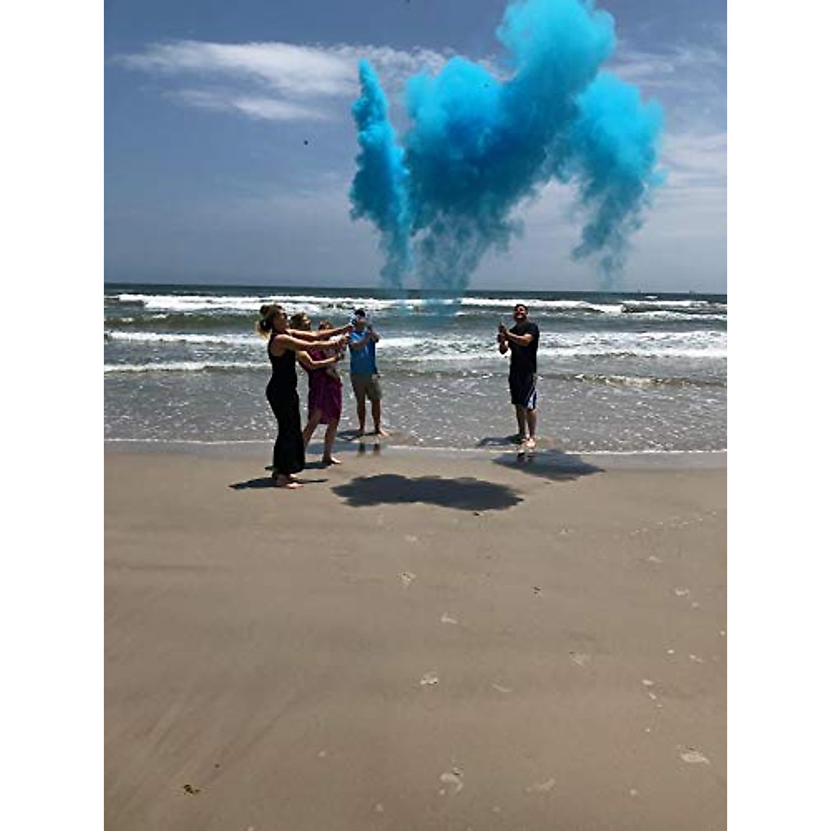 Gender Reveal Surprise Powder Cannons Bundle, 16 Inch, Non-Toxic, 4 Blue Powder Dispensers Plus 8 Free Gender Reveal Party Balloons Decorations