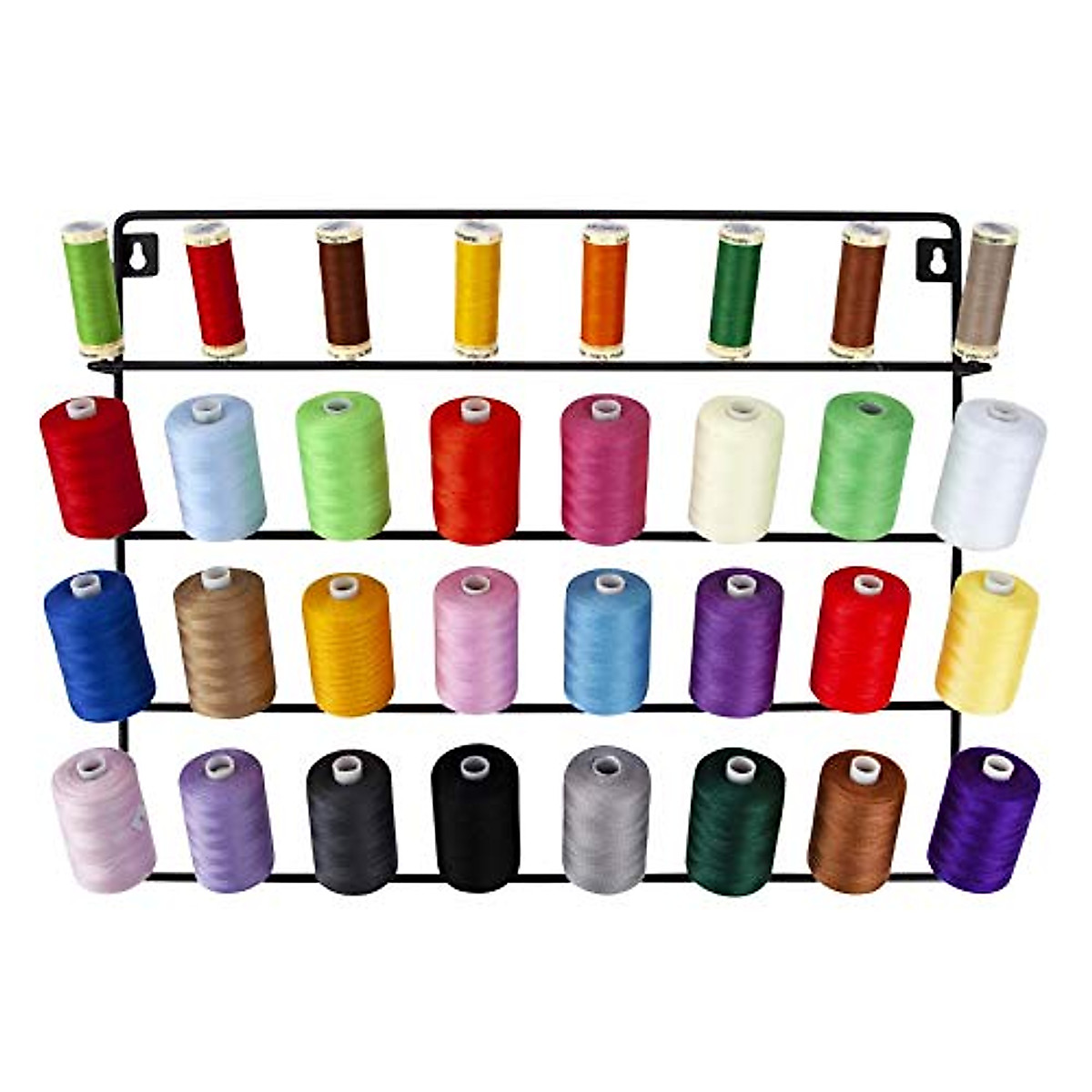 Katai - Sewing Thread Wall Mount Rack Display - 32 Spool Storage Organizer - Complete with 3 Spool Huggers