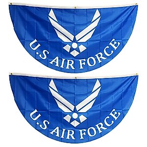 2Pcs US Air Force Fan Flag Bunting 3 x 6 Ft,US Military Air Force Fan Flag Banner For Memorial Day Independence Day Veterans Day USAF Theme Parades,Celebration and Home Party Decor