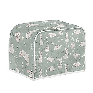 chaqlin 4 Slice Toaster Cover Decorative Bread Machine Accessories Green Rabbit Pattern Bread Oven Covers Dustproof