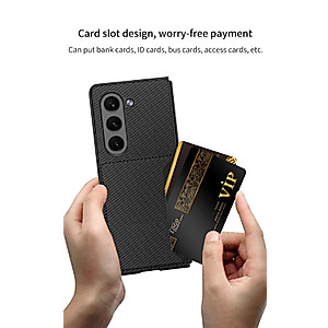 SHIEID Galaxy Z Fold 5 Wallet Case Ultra Thin Leather Samsung Fold 5 Case with 2 Card Slots Kickstand Phone Cover for Samsung Galaxy Z Fold 5 2023, Carbon Fiber Pattern