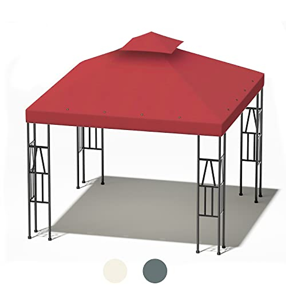 FOLAWO 10' X 10' Gazebo Replacement Canopy Double Tier Gazebo Covers for Yard Patio Garden Canopy Sunshade (Red)