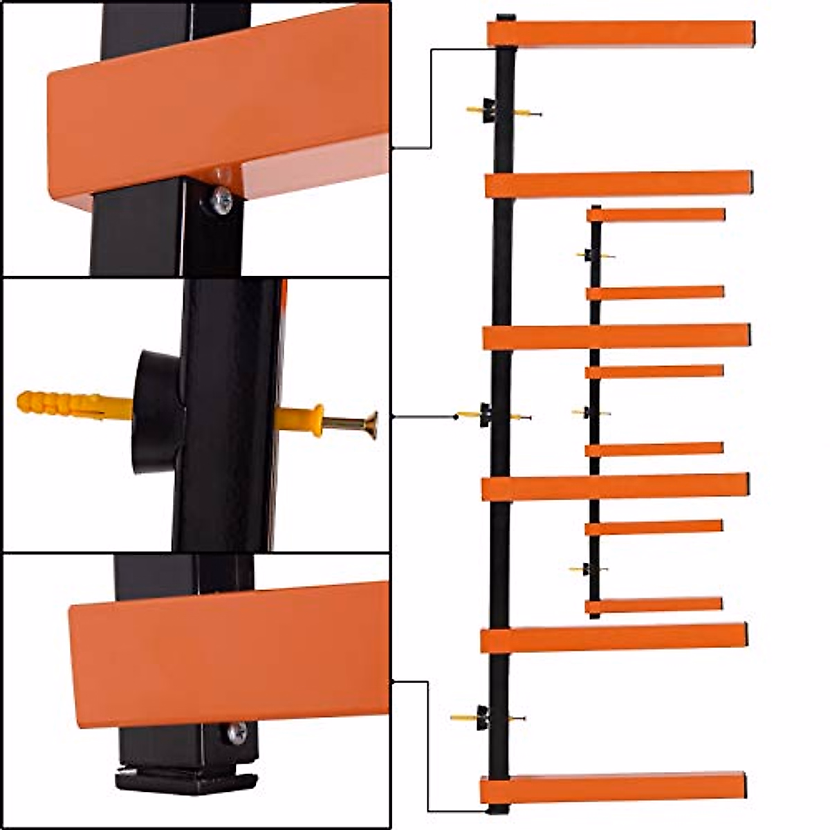 ECOTRIC 6 Levels Shelf Lumber Rack Lumber Storage Rack Lumber Organizer Wood Organizer Steel Wall Mounted Max 600 Lb (1 Pack)