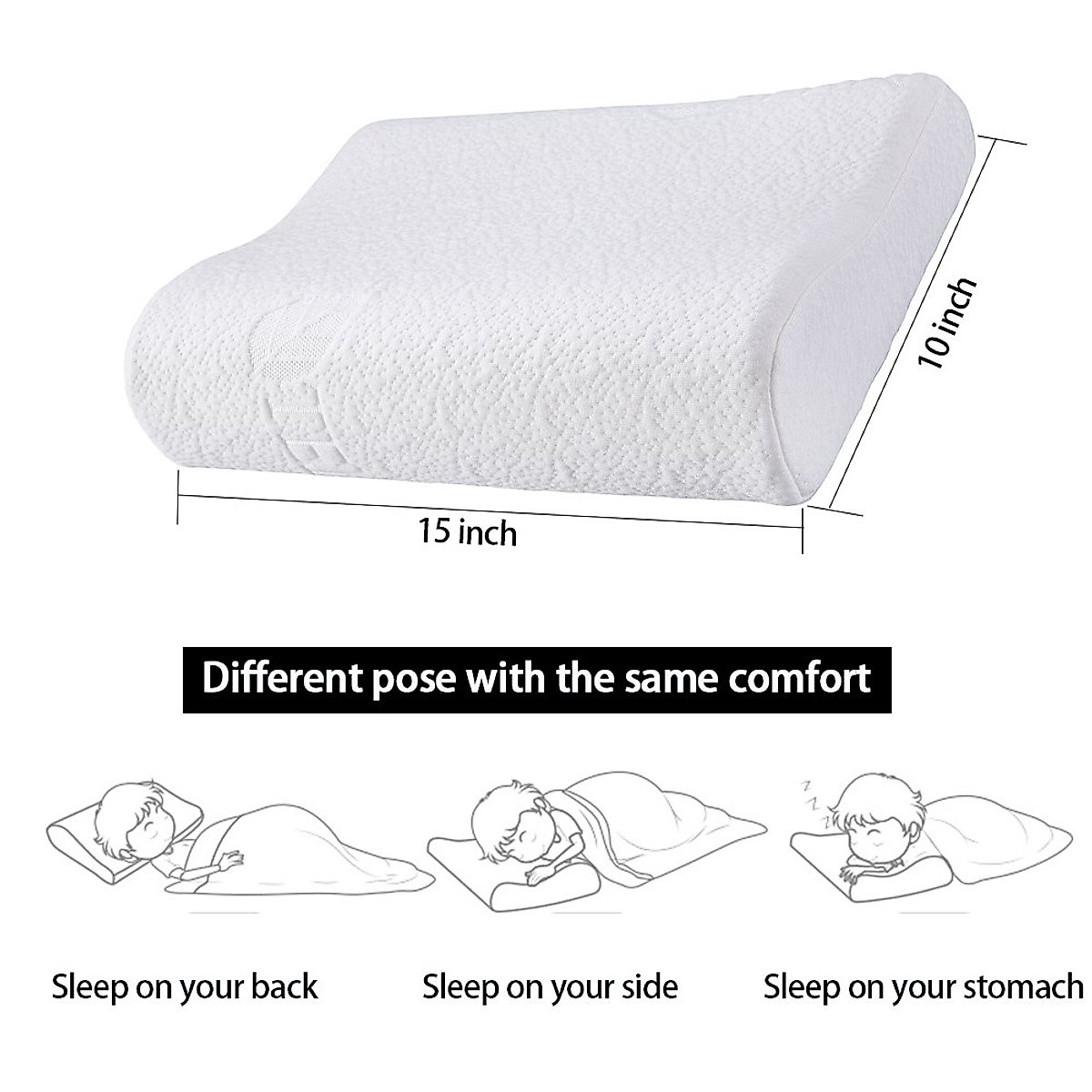 FMS Soft Comfy Memory Foam Contour Pillow for Children with Removable Case
