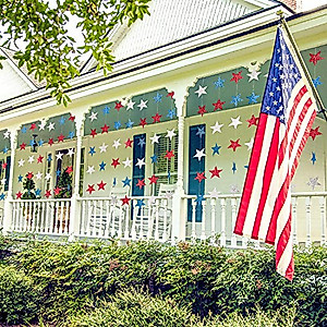 Whaline 52ft Glitter Patriotic Star Streamers Paper Bunting Banner Red White Blue Star Garland Hanging Decoration for 4th of July Decorations Independence Day Celebration Party, 4 Pack
