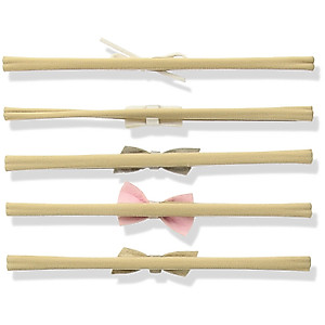 Mud Pie Baby Girls' Leather Bow 5 Piece Headband Set, Multi, One Size