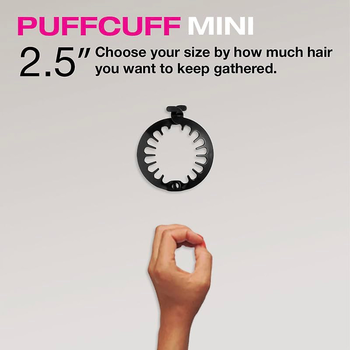 PuffCuff | Mini 2.5" Hair Clamps | For All Natural Thick, Curly, Kinky, Textured, Locs, or Braided Hair | Painless, Damage-Free Styling Tool | Black | 3 Pieces