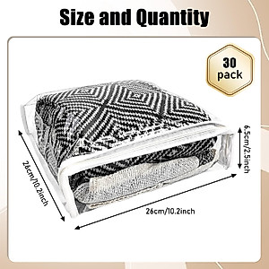 30Pcs Clear Vinyl Zippered Storage Bags，Blankets Storage Bags Plastic Storage Bags for Sweater Clothes Bed Sheet Organizer with Zipper for Closet Linen Sweater Bed Sheet Pillow，10.5 x 10.5 x 2.5 Inch