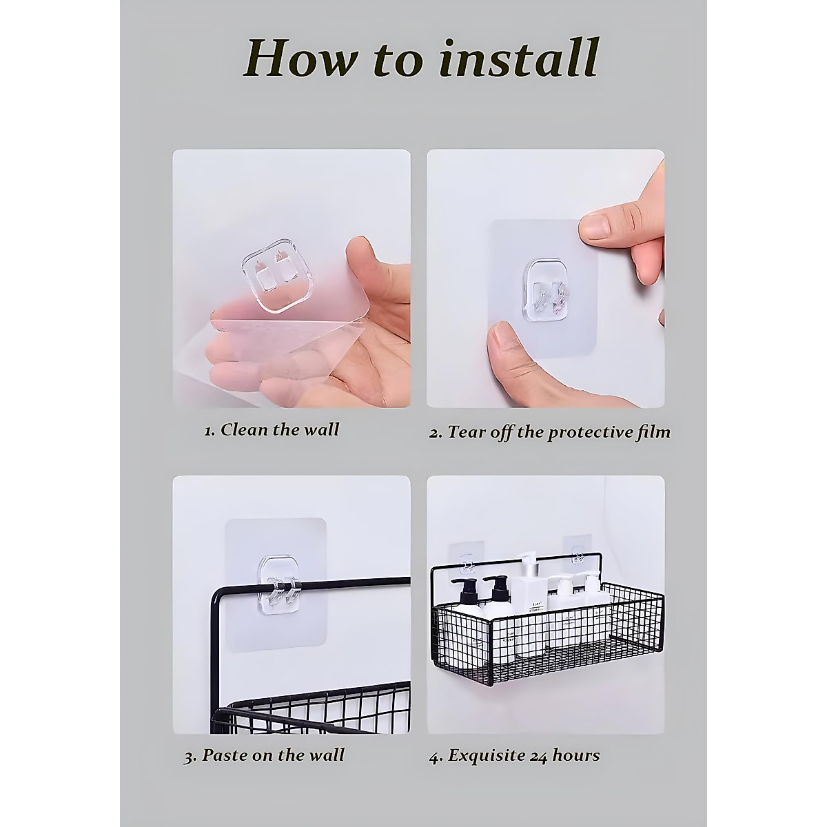 YOFAN 12-Pack Clear Adhesive Suction Sticker for No Drilling Bathroom Shower Shelf Accessories, Super Strong Adhesive Wall Sticker for Shower Caddy and More