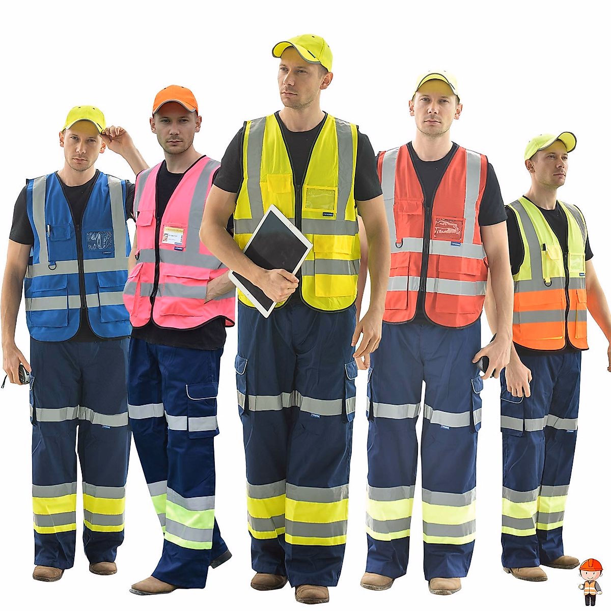 A-SAFETY Pink Safety Vest with Pockets Hi Viz Zipper Front Working Safety Vest with Reflective Strips, Multiple Colors Available,Large