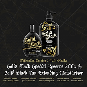 Millennium Tanning Solid Black 200X Tanning Lotion & Tan Extender Lotion, 13.50 & 18.25 Fluid Ounces