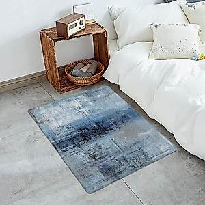 Blue Art Modern Abstract Antifatigue Kitchen Bath Door Mat Cushioned Runner Rug,Washable Welcome Floor Sink Mat,Paint Farmhouse Style Waterproof & Non-Slip Comfort Standing Doormat for Kitchen,24"x36"