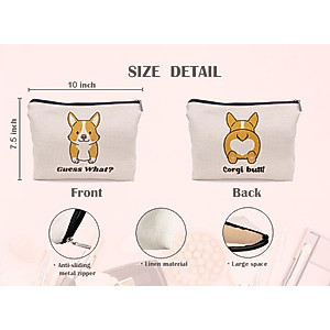 Lacosu Cute Cartoon Corgi Funny Corgi Mom Makeup Bag Make up Cosmetic Bag Small Zipper Pouch, Birthday Gifts for Dog Lovers Corgi Owners Women