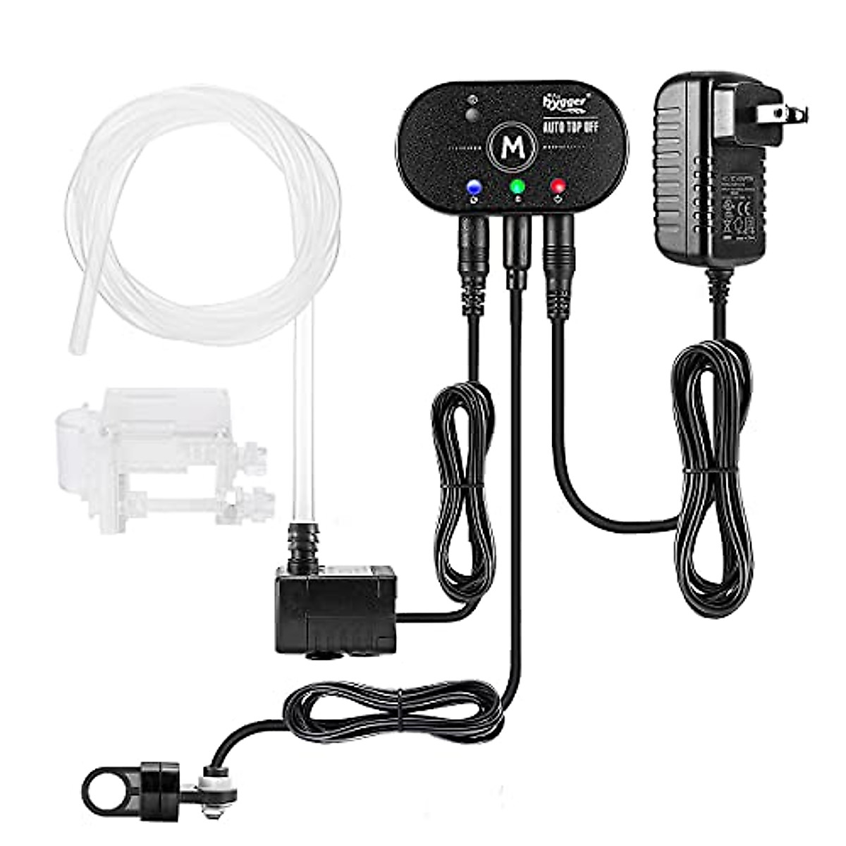 hygger Aquarium Alarm Auto Top Off Kit, Fish Tank Smart ATO Water Pump Auto Refill Water and One-Key Drain Water, Water Level Monitor Two Pairs of Protection Sensors for Saltwater Freshwater Tank