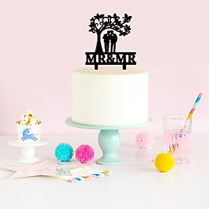 YzYbuaego Mr & Mr Wedding Cake Topper, The Gay Couple Standing and Kissing Under The Tree, Gay Wedding Cake Topper (Gay Tree)