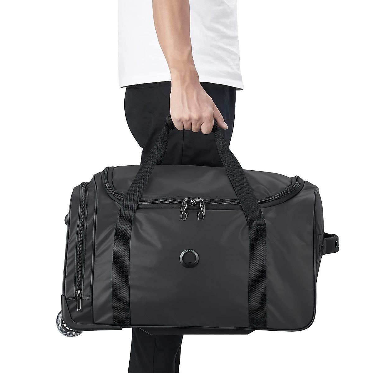 DELSEY Paris Raspail Carry On Rolling Wheeled Duffle Bag, Black
