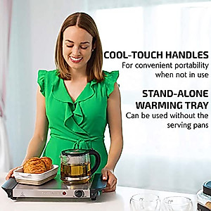 OVENTE Electric Buffet Server and Food Warmer with Temperature Control Perfect for Parties, Dinners and Entertaining, Two 1.5 Quart Chafing Dish Set with Stainless Steel Warming Tray, Silver FW152S