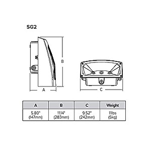 Hubbell Outdoor Lighting SG2-50-PCU SG Sling Series Slender wallpack/floodlight, 51W, 120-277V, 5000K, Bronze