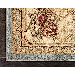 Unique Loom Versailles Collection Traditional Classic Floral Motif Area Rug (8' 0 x 10' 0 Rectangular, Slate Blue/ Ivory)