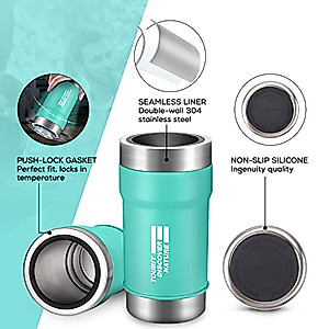 TOURIT Can Cooler, 4-in-1 Slim Can Cooler 12 oz, Double-walled Skinny Can Cooler, Stainless Steel for Slim Beer & Hard Seltzer, with Gift Box…