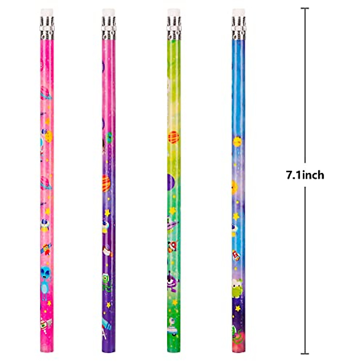 100 Pieces Outer Space Pencils Pencils Bulk Starry Sky Wooden Writing Pencils with Durable Erasers Top Home Office School Classroom Supplies (100)