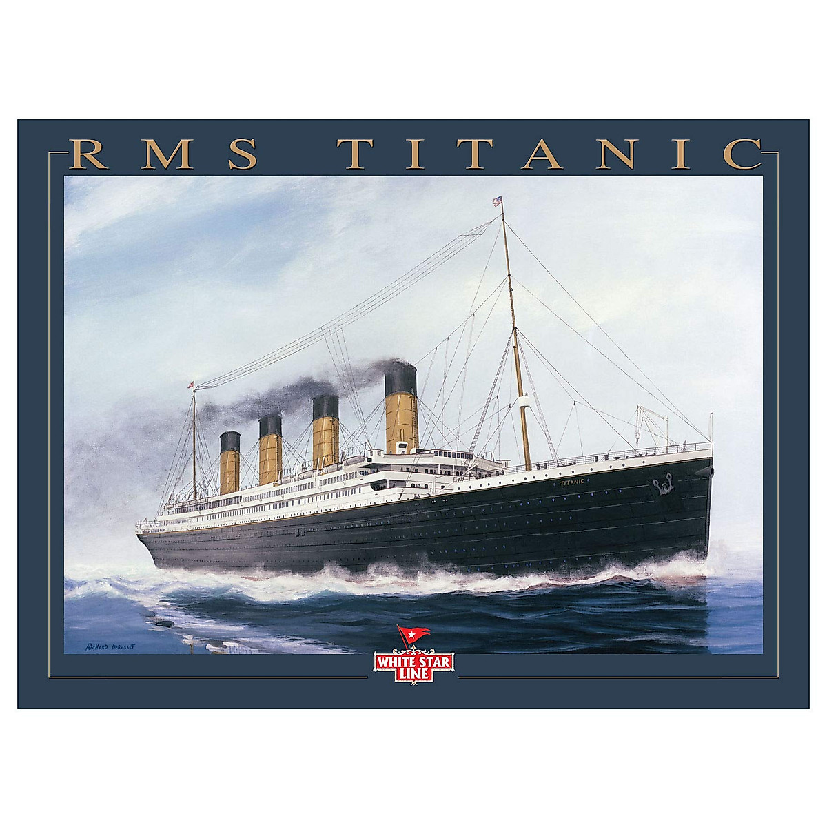 Art of Place Titanic Gold LTR Giclee Art Print Poster from Maritime Scene Painting by Artist Richard DeRosset 9" x 12"