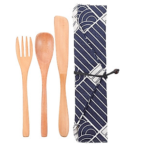 1 Set Wooden Fork Spoon Exquisite Cutlery Kit Wooden Cutlery Wooden Spoon Fork Kit Steak Eating Cutlery Home Tableware Kit Food Flatware Household Flatware Steak Cutter