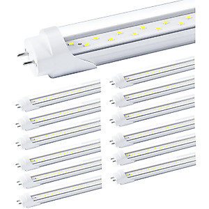 Nimgoti T8 LED Bulbs 4 Foot, 12-Pack 4FT LED Tube Light, 24W 3200LM, 5000K Daylight White, T8 Fluorescent Tube Replacement, Dual-Row Chips, Super Bright, Ballast Bypass, Dual-End Powered, Type B