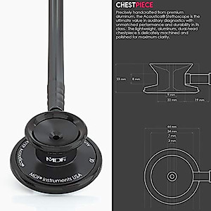 MDF Acoustica Lightweight Stethoscope for Doctors, Nurses, Students, Home Health Use, Adult, Dual Head, Black Tube, Black Chestpiece-Headset, MDF747XPBO