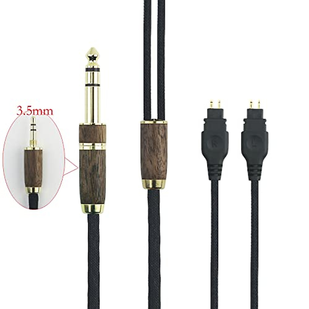 NewFantasia 10ft Upgrade Audio Cable 6N OCC Copper Silver Plated Braided Cord Compatible with Sennheiser HD650 HD600 HD580 HD660S HD58X HD6XX Headphone 3.5mm Male and 6.3mm Adapter Walnut Wood Shell