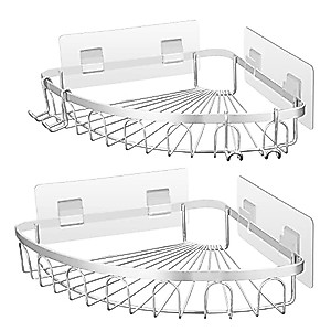 Carwiner 4-Pack Corner Shower Caddy Adhesive Replacement Strong Sticky Waterproof Wall Adhesives, Short adhesive tape with hooks, No Drilling Corner Shower Shelf Accessories