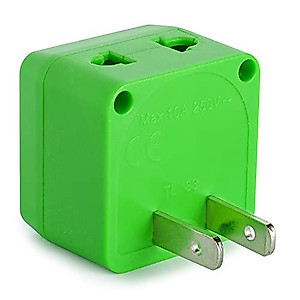 Yubi Power 2 in 1 Universal Travel Adapter with 2 Universal Outlets - Built in Surge Protector - Green Type A Plug Adapter for Canada, United States, Japan, and Mexico, International Power Adapter
