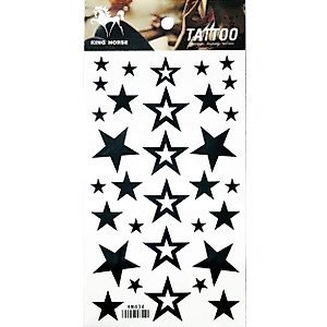Tattoos 2 Sheets Black Stars Temporary Tattoos Stickers Fake Body Arm Chest Shoulder Tattoos for Teens Men Women