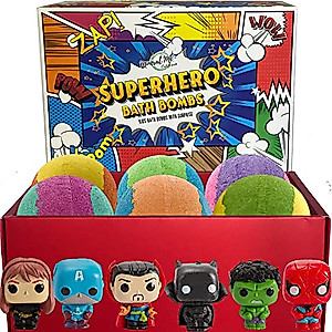 Bath Bombs for Kids with Toys Inside - Organic Bubble Bath Fizzies with Superhero Toy Surprises - Gentle and Kids Friendly Organic Bubble Bath Fizzy, Birthday, Easter Basket Gift for Girls and Boys