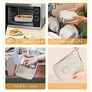 ANDMOON Bento Lunch Box with Kids/Adults, 5 Compartments Leakproof Lunch Container with Dressing Cup, Eco-Friendly Double Insulated Boxes, Dishwasher and Microwave Safe, BPA-Free (white)