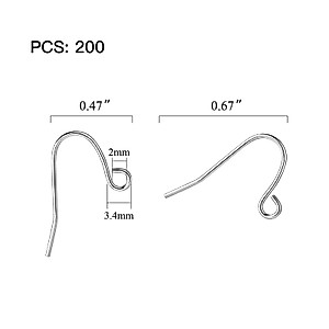 Earring Hooks White Gold Plated Hypoallergenic Ear Wires for DIY Jewelry Findings Unisex（200PCS, 100 Pairs）…