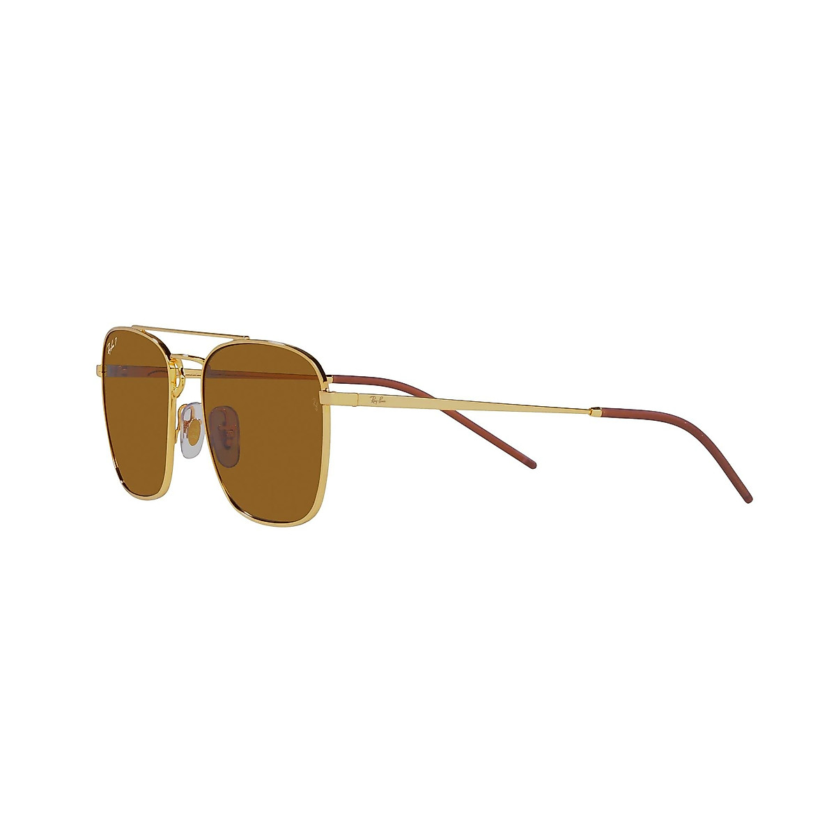 Ray-Ban RB3588 Square Sunglasses, Gold/Dark Brown Polarized, 55 mm