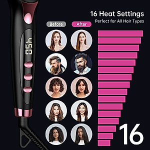 Hair Straightener Brush, Hair Straightener Comb with Anti-Scald & Auto Temperature Lock and Auto-Off, MCH Ceramic Heating, Birthday Gifts for Women, Christmas Gifts for Women…