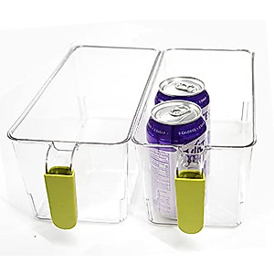 Serenita Clear food storage bins with handle, refrigerator organizer containers, canister sets for kitchen counter, BPA Free